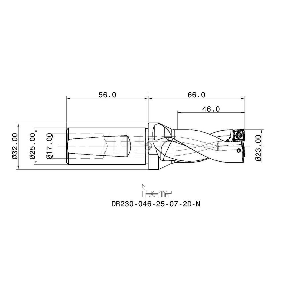 Iscar - Indexable Insert Drill: DR23004625072DN, 25.50 mm Max Dia, 46. ...
