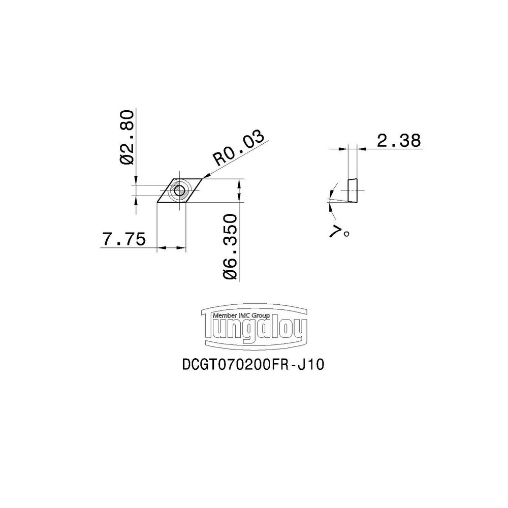 Tungaloy - Turning Insert: DCGT070200FRJ10 J740, Carbide | MSC Direct