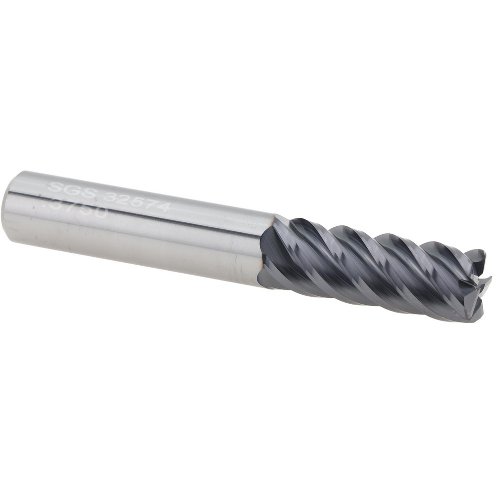 SGS - Corner Radius End Mill: 3/8" Dia, 1" LOC, 0.0300" Radius, 5 Flute ...