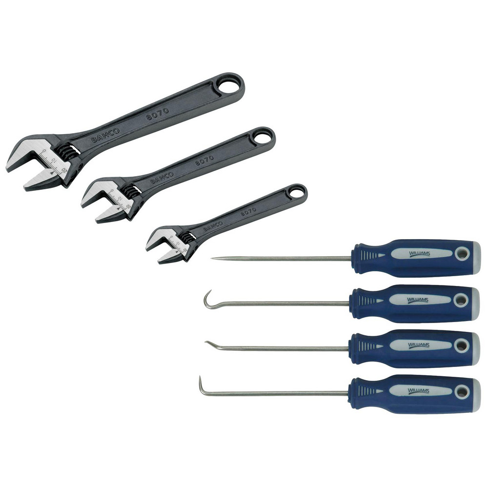 Williams - Adjustable Wrench Set: 7 Pc, 6-1/8 in - 8-3/4 in Wrench ...