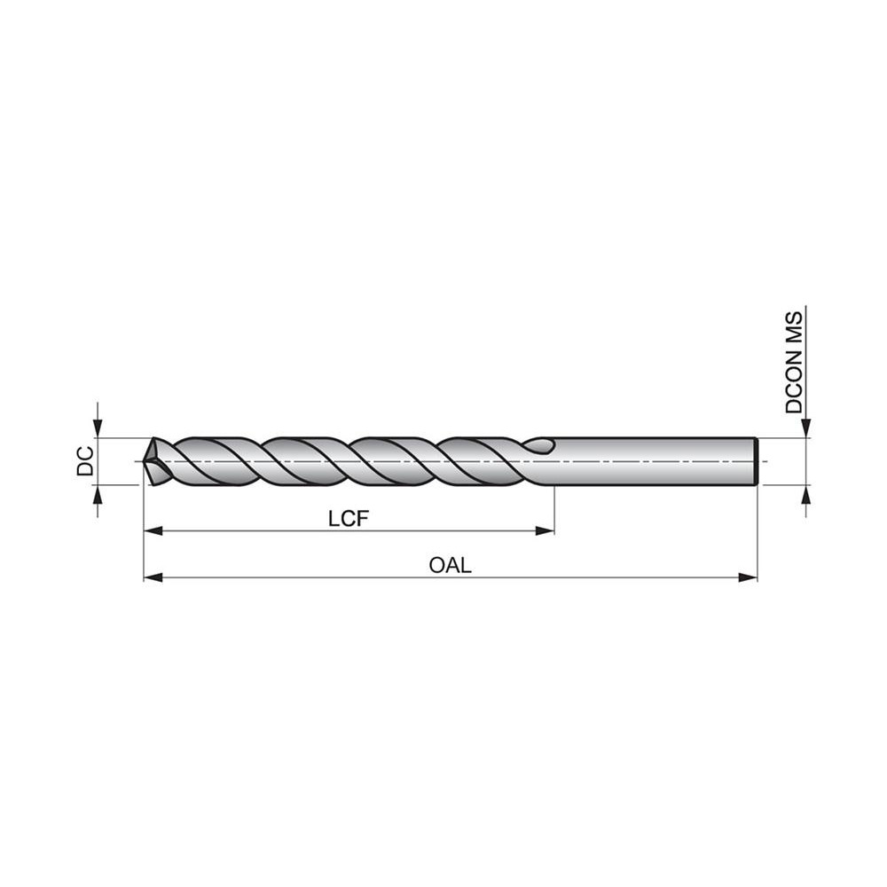 Precision Twist Drill - Jobber Length Drill Bit: #30 (0.1285) Dia, 135 ...