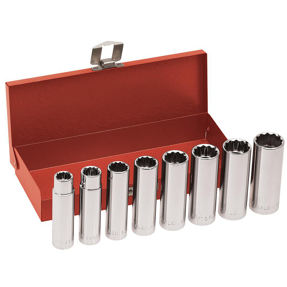Klein Tools - Socket Set: Deep, 8 Pc, 1/2" Drive | MSC Direct