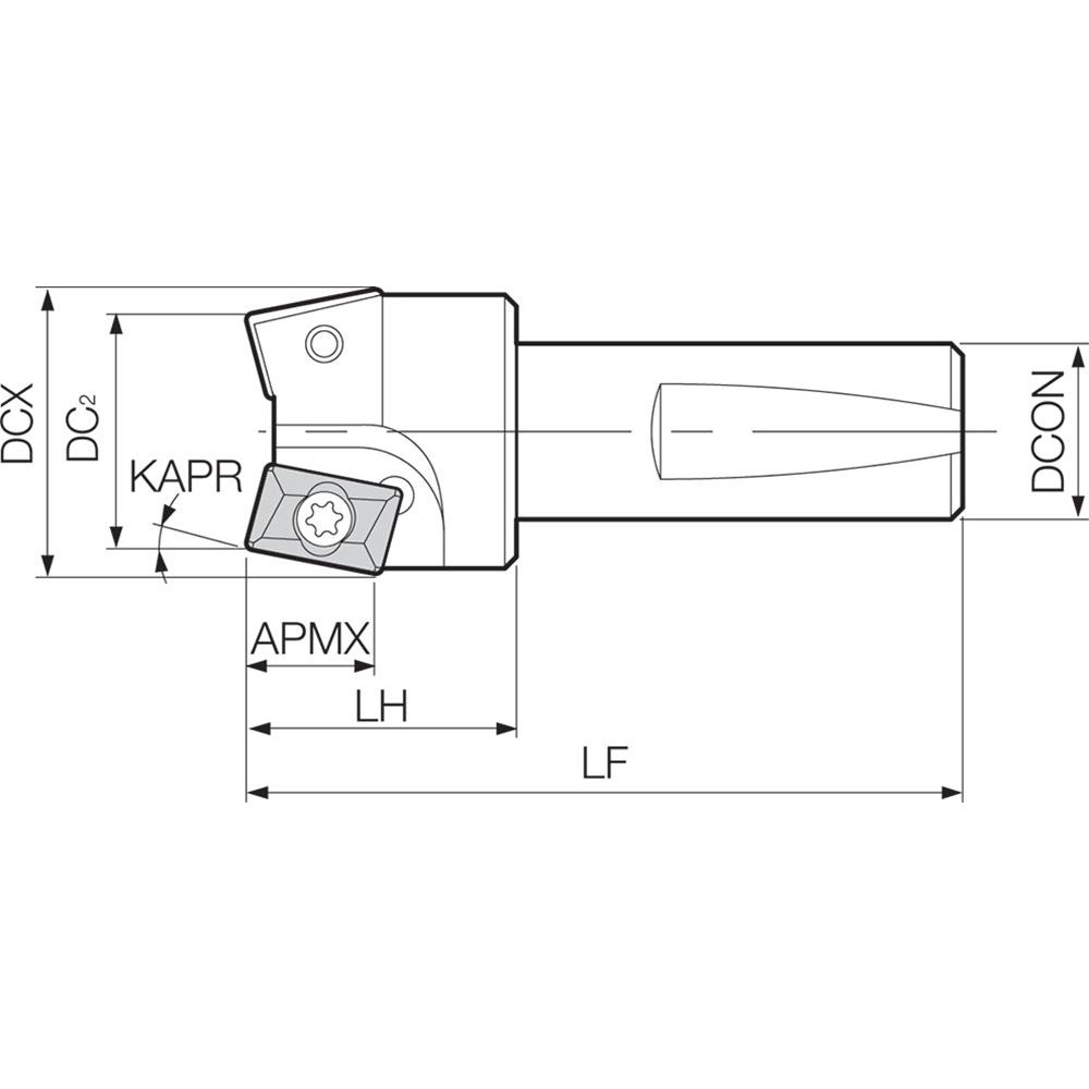 Kyocera - 30° Lead Angle, 1" Cut Dia, Indexable & Chamfer End Mill ...
