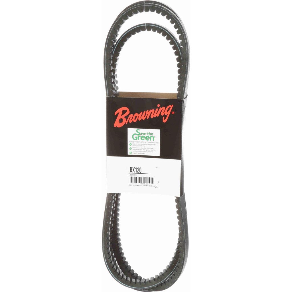 Browning - Cogged V-Belt: Section BX, 123.0000" Outside Length, 21/32 ...
