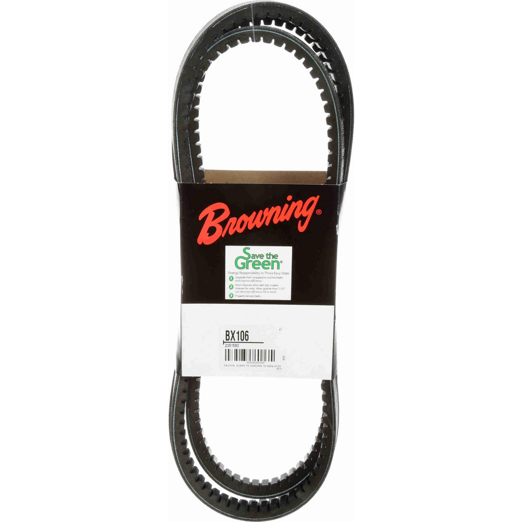 Browning - Cogged V-Belt: Section BX, 106.0000" Outside Length, 21/32 ...