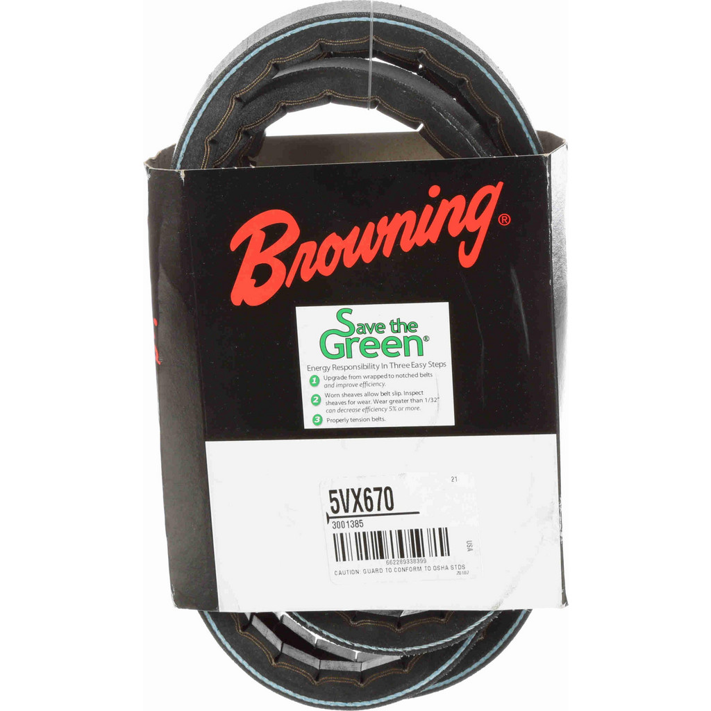 Browning - V-Belt: Section 5VX, 67.0000" Outside Length, 5/8" Belt ...