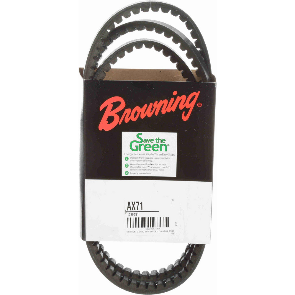 Browning - Cogged V-Belt: Section AX, 73.2000" Outside Length, 1/2 ...