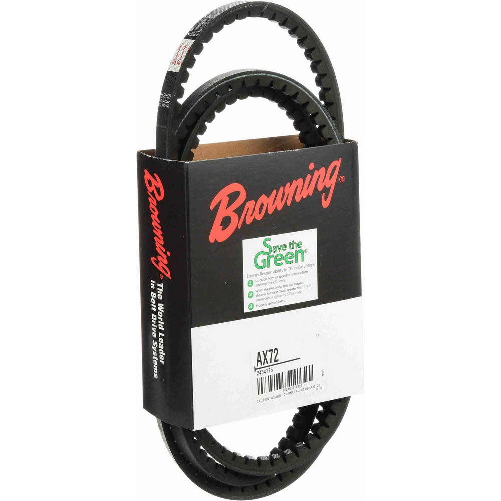 Browning - Cogged V-Belt: Section AX, 74.2000" Outside Length, 1/2 ...