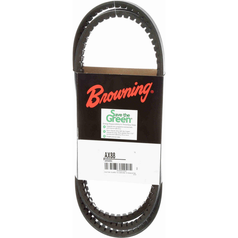 Browning - Cogged V-Belt: Section AX, 90.2000" Outside Length, 1/2 ...