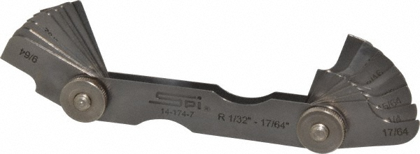 SPI - 16 Pc, 1/32 to 17/64" Radius, Stainless Steel Radius Gage Set ...