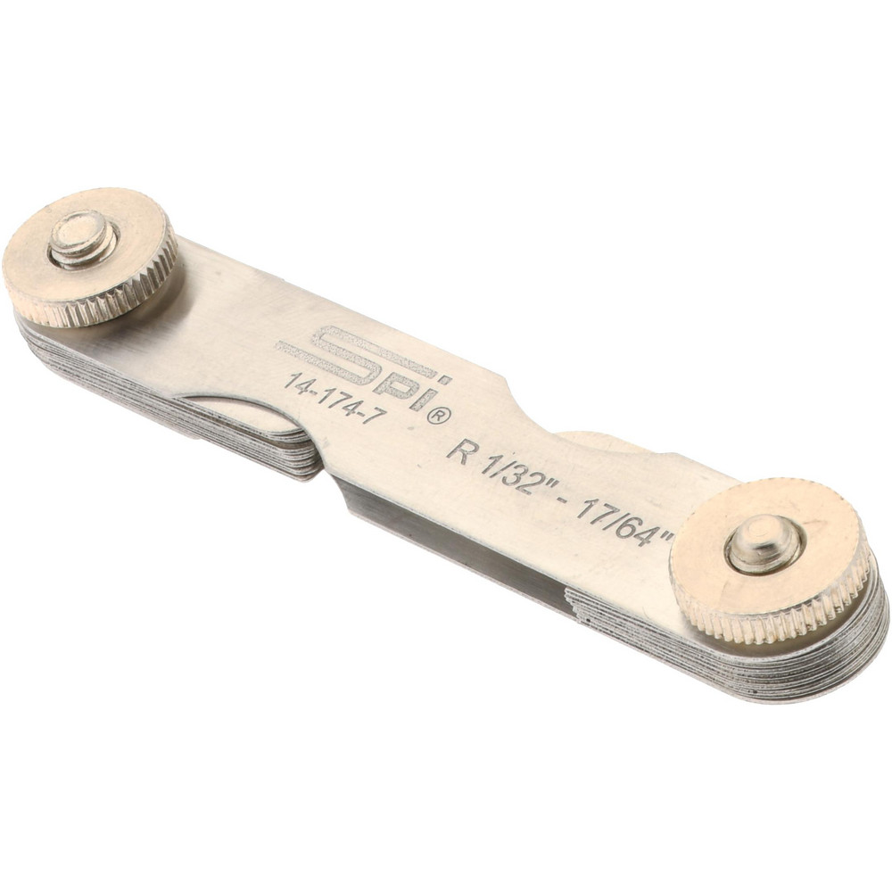 SPI - Radius Gage Set: Stainless Steel, 1/32 to 17/64" Radius, 1/64 ...