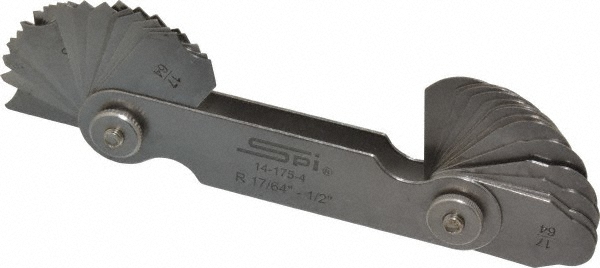 SPI - 32 Pc, 17/64 to 1/2" Radius, Stainless Steel Radius Gage Set ...