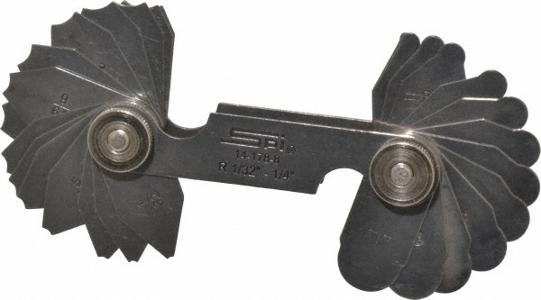 SPI - 30 Pc, 1/32 to 1/4" Radius, Stainless Steel Radius Gage Set ...