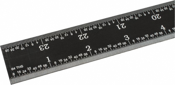 SPI - 24" Long, 1/64, 1/50, 1/32, 1/10" Graduation, Rigid Steel Rule ...