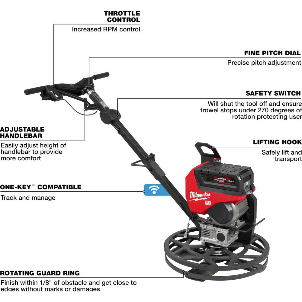 Milwaukee Tool - Cordless Walk-Behind Trowels: Edger Pan, 24, 72V, 4 ...