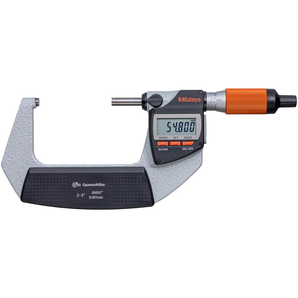 Mitutoyo - Electronic Outside Micrometer: 3" Max, Carbide-Tipped Face ...