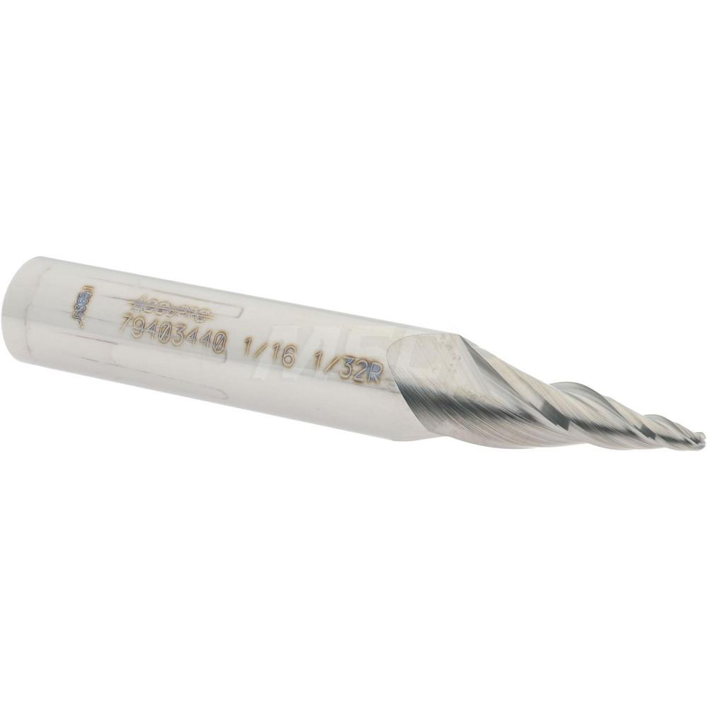Accupro - Tapered End Mill: 10 deg Angle per Side, 1/16" Small Dia, 3/4 ...
