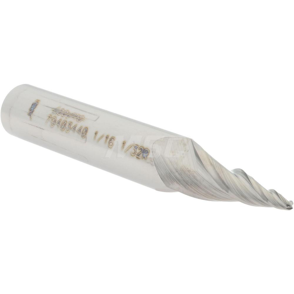 Accupro - Tapered End Mill: 10 deg Angle per Side, 1/16" Small Dia, 3/4 ...