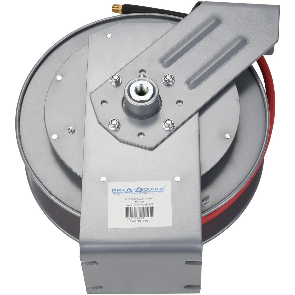 PRO-SOURCE - Heavy-Duty Hose Reel with Hose: 1/4" ID Hose x 20', Spring ...