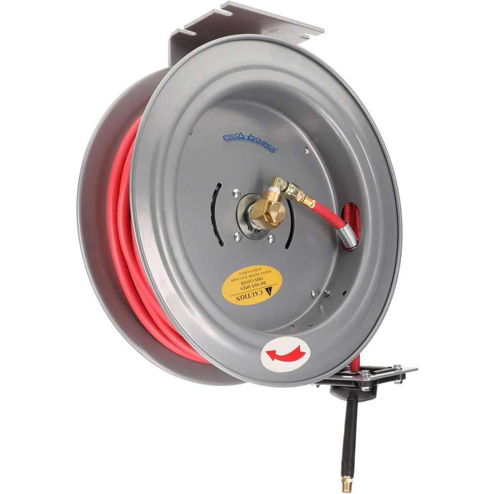 PRO-SOURCE - Heavy-Duty Hose Reel with Hose: 1/4" ID Hose x 50', Spring ...