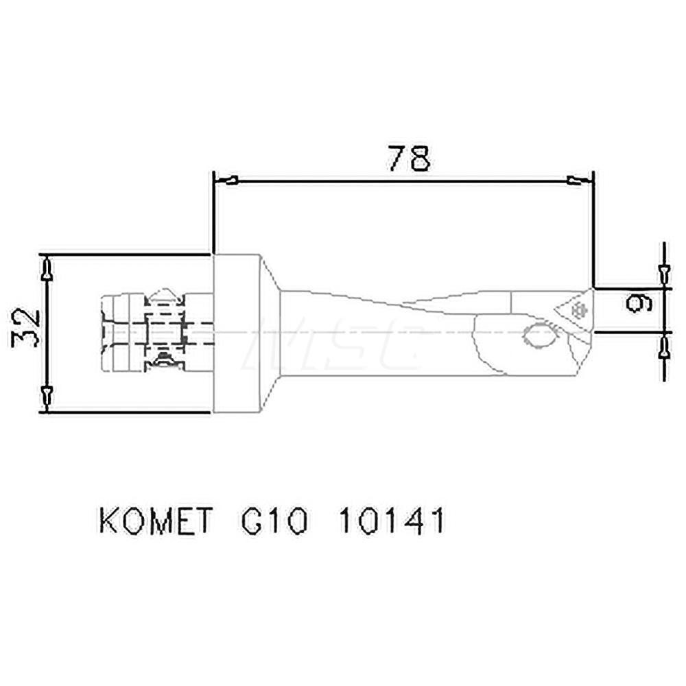 Komet - Indexable Boring Bar: G10-10141, 0.7050" Min Bore, Right Hand ...