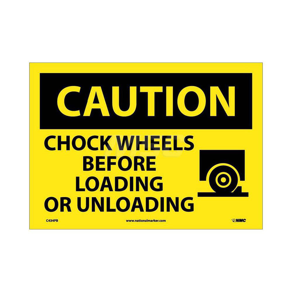 AccuformNMC - Accident Prevention Sign: Rectangle, CAUTION, CHOCK ...