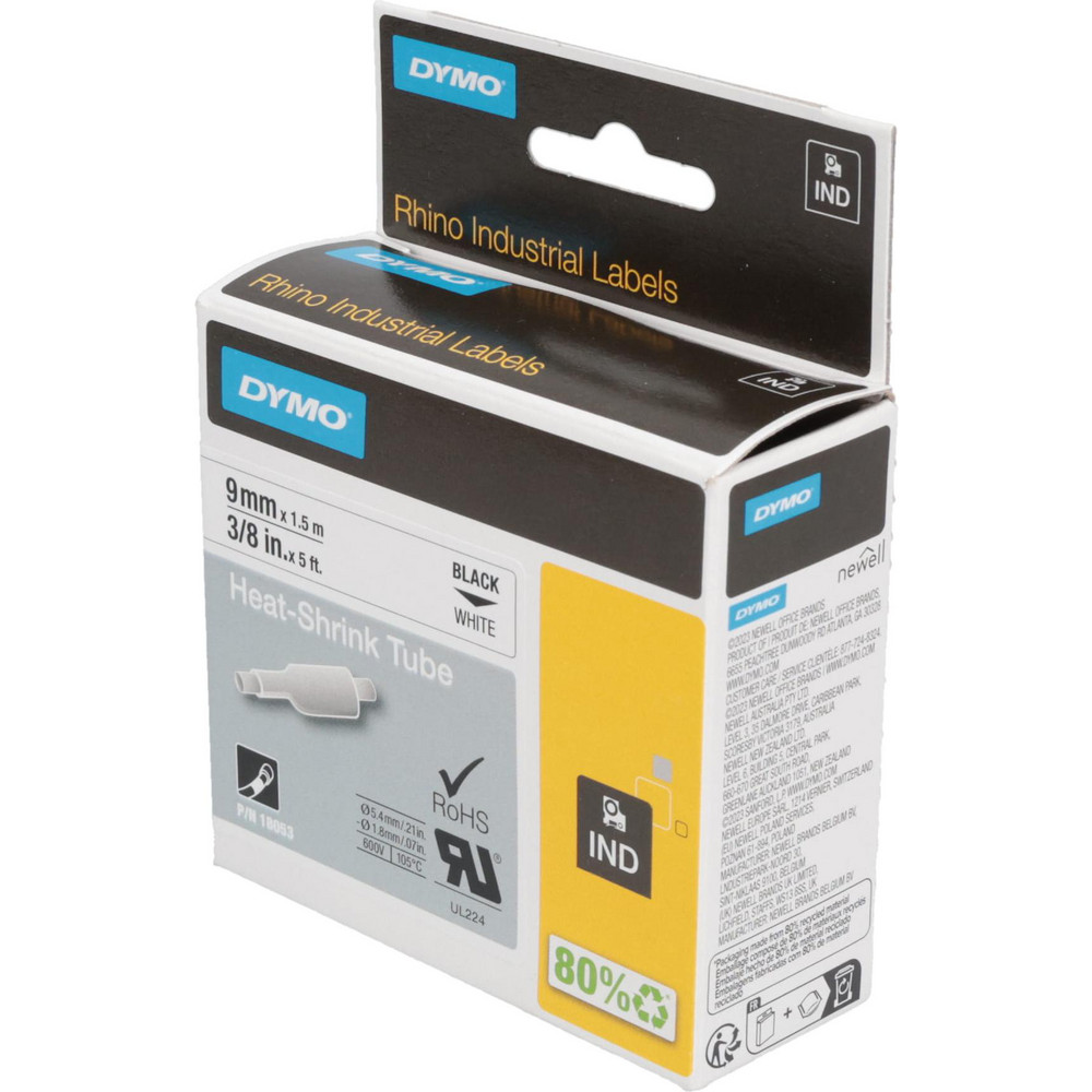 Dymo - Label Maker Label: White, Heat Shrinkable Polyolefin, 60" OAL, 3 ...