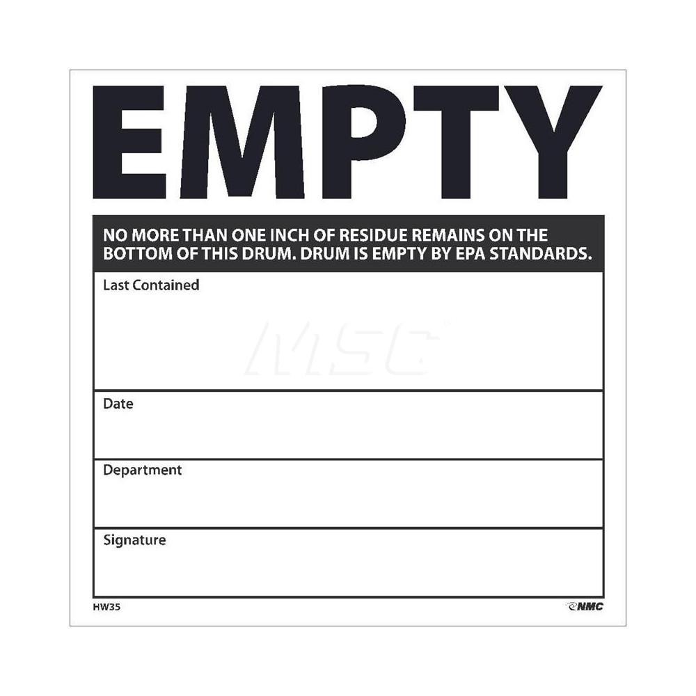 AccuformNMC - Hazardous Material Label: "Empty No More than One Inch of ...