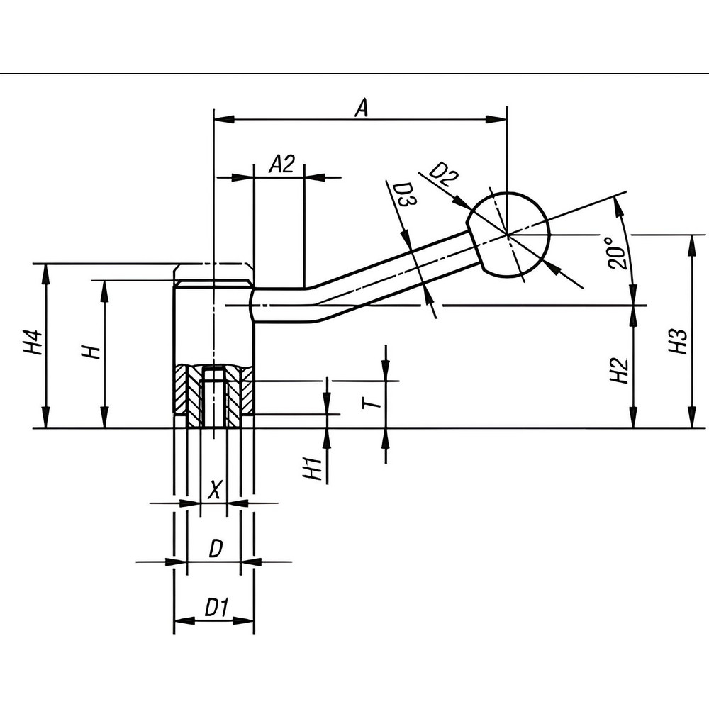 KIPP - Adjustable Clamping Handle: Adjustable Tension Lever, M24x3 ...