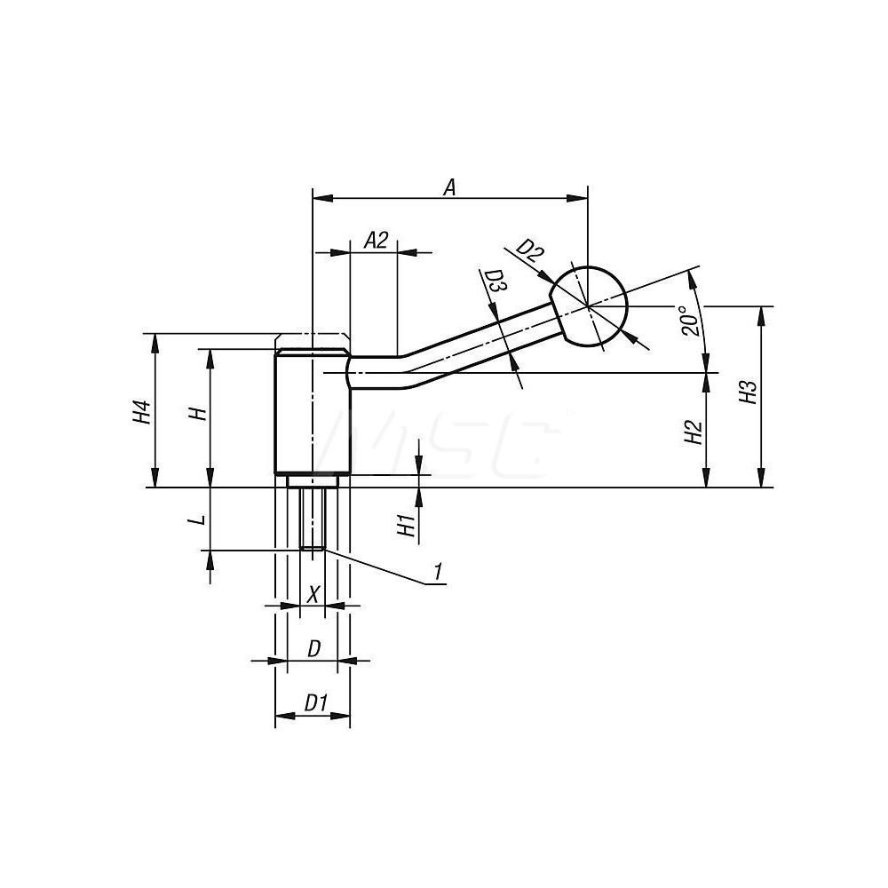 KIPP - Adjustable Clamping Handle: Adjustable Tension Lever, 3/8-16 ...