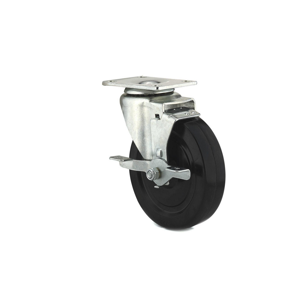 Madico - Swivel Top Plate Caster: Rubber, 4-15/16" Wheel Dia, 1-1/4 ...
