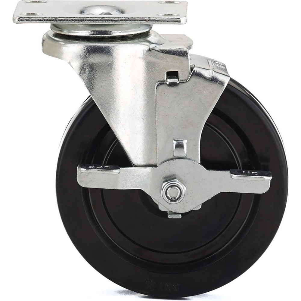 Madico - Swivel Top Plate Caster: Rubber, 4-15/16" Wheel Dia, 1-1/4" Wheel Width, 298 lb ...