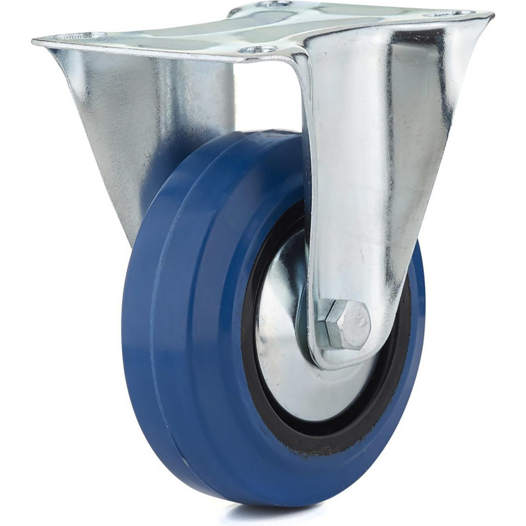 Madico - Rigid Top Plate Caster: Elastic Rubber, 3-15/16" Wheel Dia, 1 ...