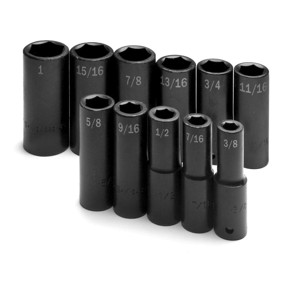 SK - Socket Set: Deep & Impact, 11 Pc, 1/2" Drive, 1/2" Min, 1-1/4" Max ...