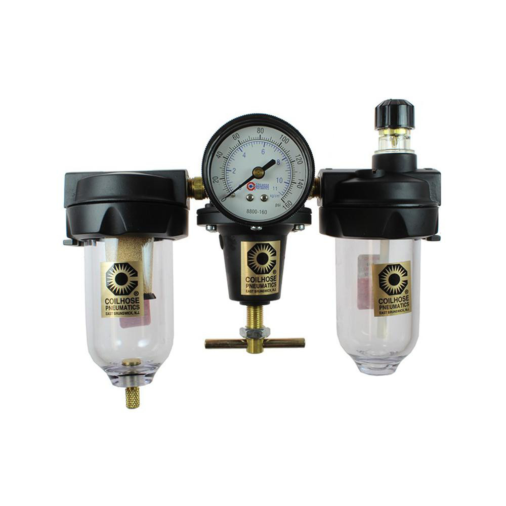Coilhose Pneumatics - FRL Combination Unit: 3/8 NPT, Heavy-Duty, 3 Pc Filter-Regulator ...