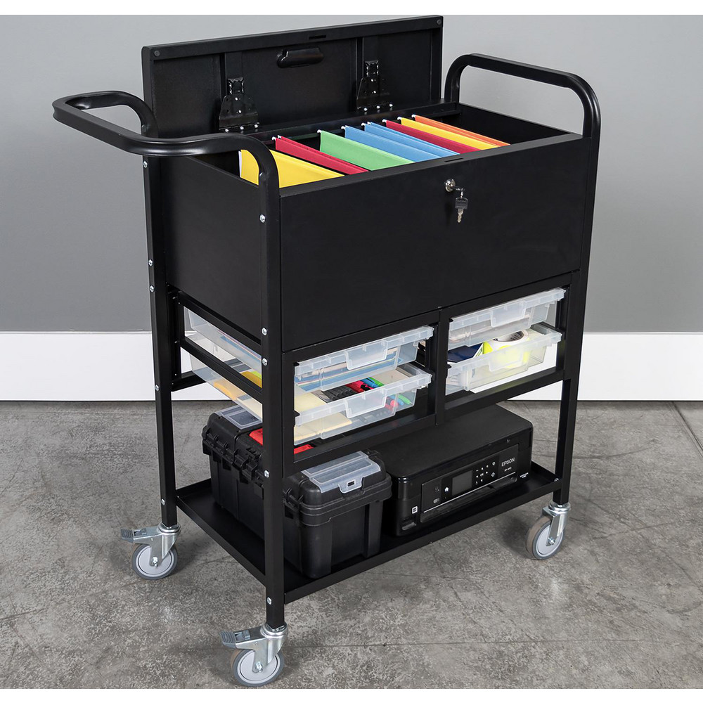 Luxor - Mobile File File Cabinet: 4 Drawer, Steel, Black | MSC Direct