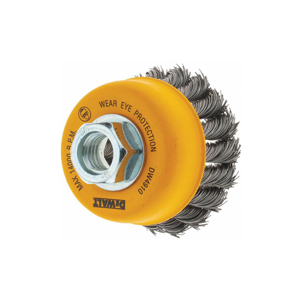 DeWALT - Cup Brush: 3" Dia, 0.0200" Wire Dia, Steel, Knotted | MSC Direct