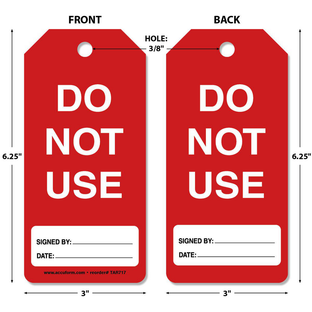 AccuformNMC - Accident Prevention Tag: Rectangle, 6-1/4" High ...