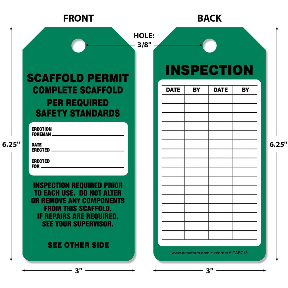 AccuformNMC - Inspection Tag: Rectangle, 6-1/4" High, Synthetic Paper ...