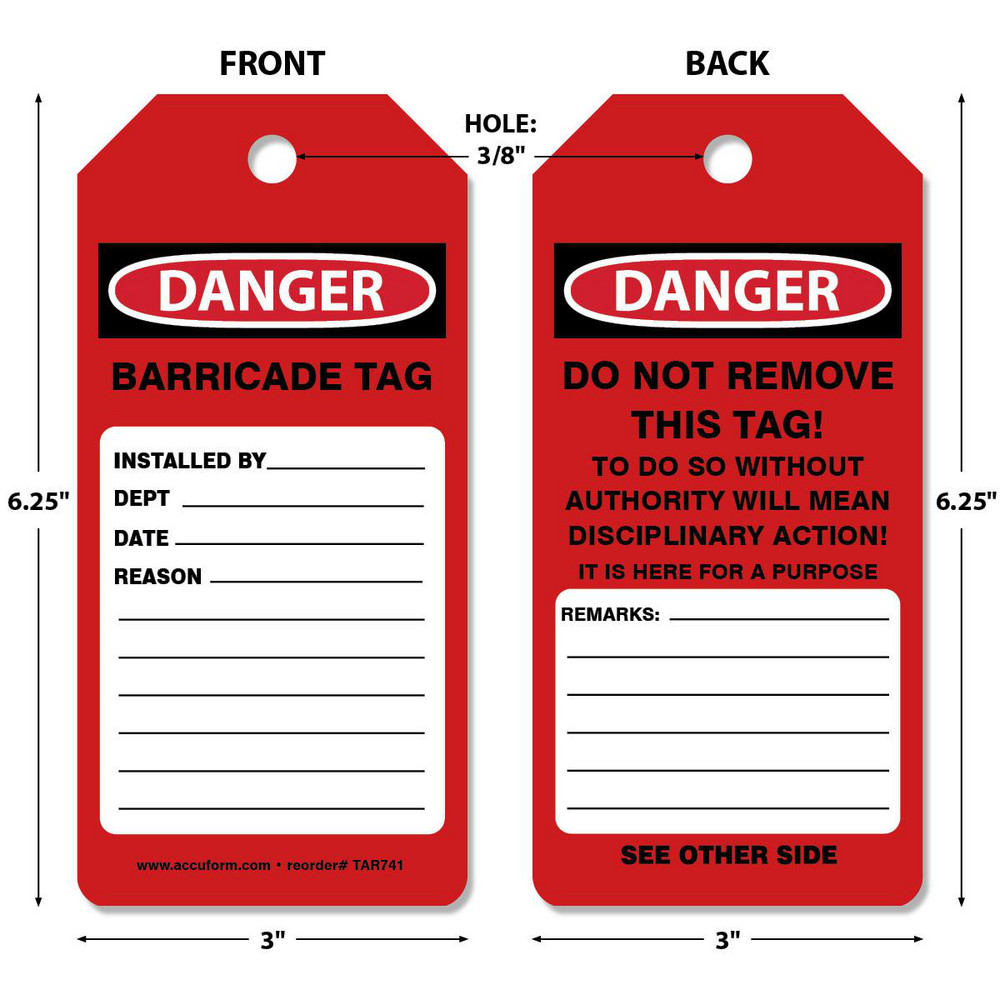 AccuformNMC - Accident Prevention Tag: Rectangle, 6-1/4" High ...