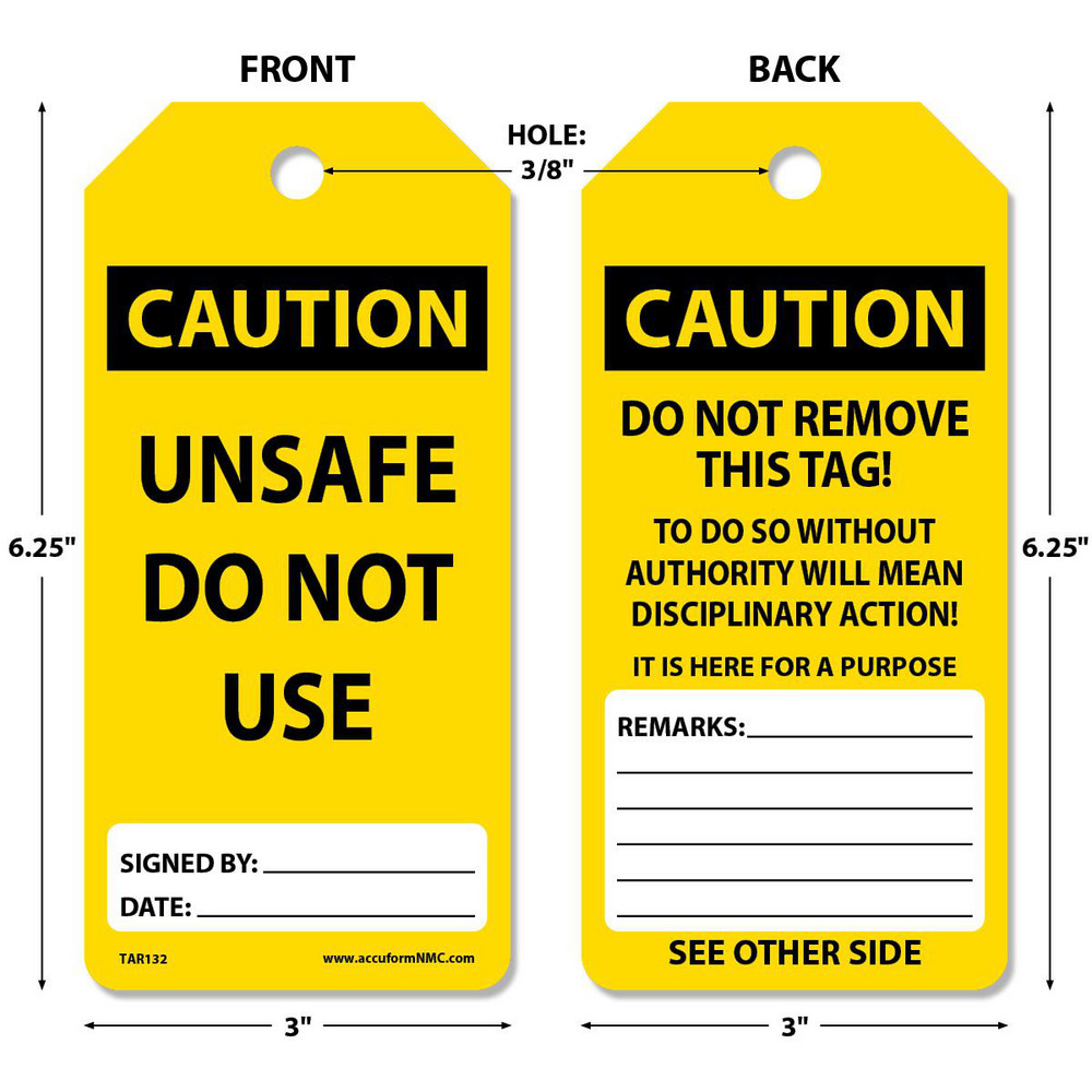 AccuformNMC - Accident Prevention Tag: Rectangle, 6-1/4" High ...