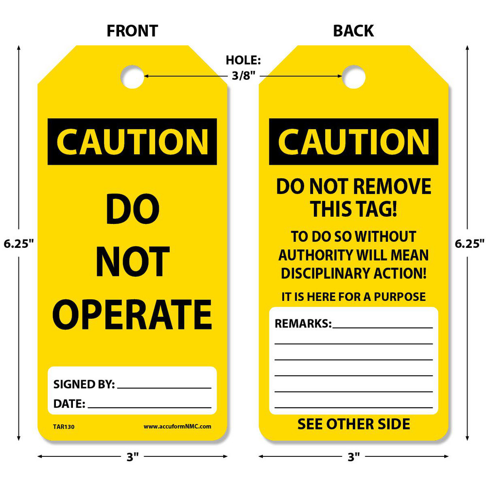 AccuformNMC - Accident Prevention Tag: Rectangle, 6-1/4" High ...