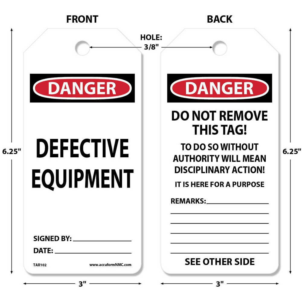 AccuformNMC - Accident Prevention Tag: Rectangle, 6-1/4" High ...