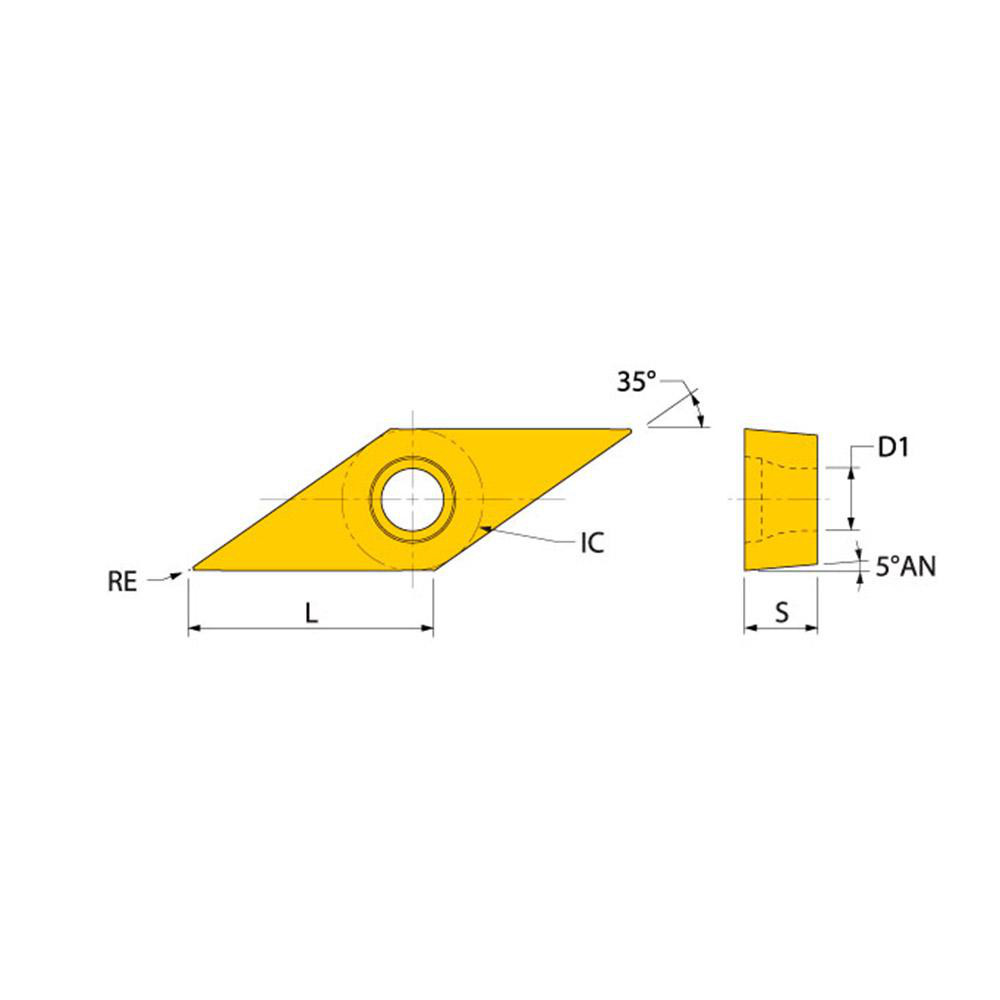 Ingersoll Cutting Tools - Turning Insert: VBMT331FG TT5080, Carbide ...