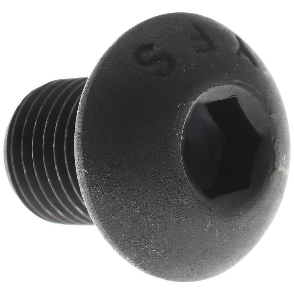 Button Socket Cap Screw: 3/8-24 x 1/2, Alloy Steel, Black Oxide Coated ...