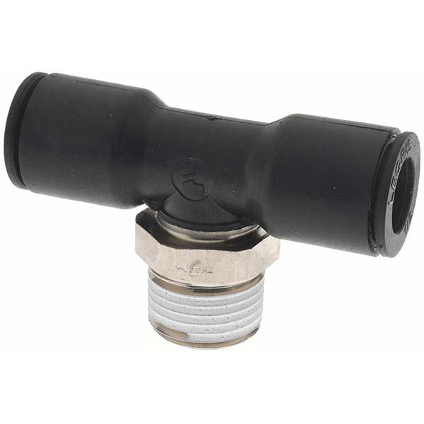 Parker - Push-to-Connect Tube x MNPT Fitting: Male Branch Tee, NPT, 1/2" OD | MSC Direct