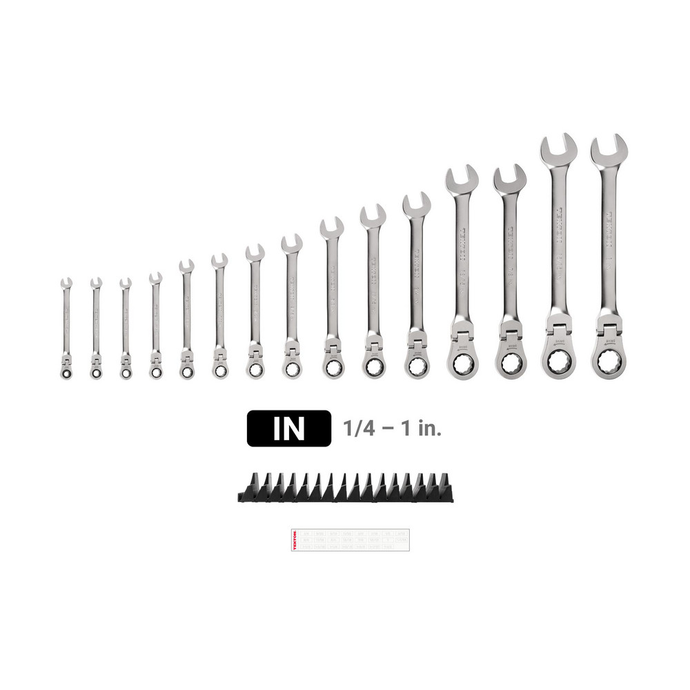Tekton - Ratchet Set & Combination Wrench Set: 15 Pc, 1/4 in - 1 in Wrench, Inch | MSC Direct