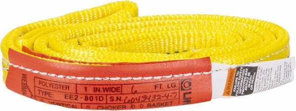 Lift-All - 6' Long x 1" Wide 6,400 Lb Basket Capacity Polyester Web ...