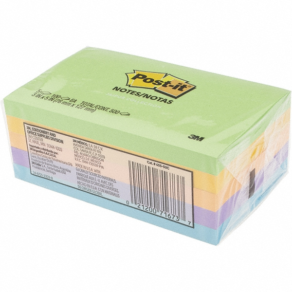 3M - Pack of (5) 100 Sheet, 3 x 5", Note Pad/Writing Pad/Notebooks ...