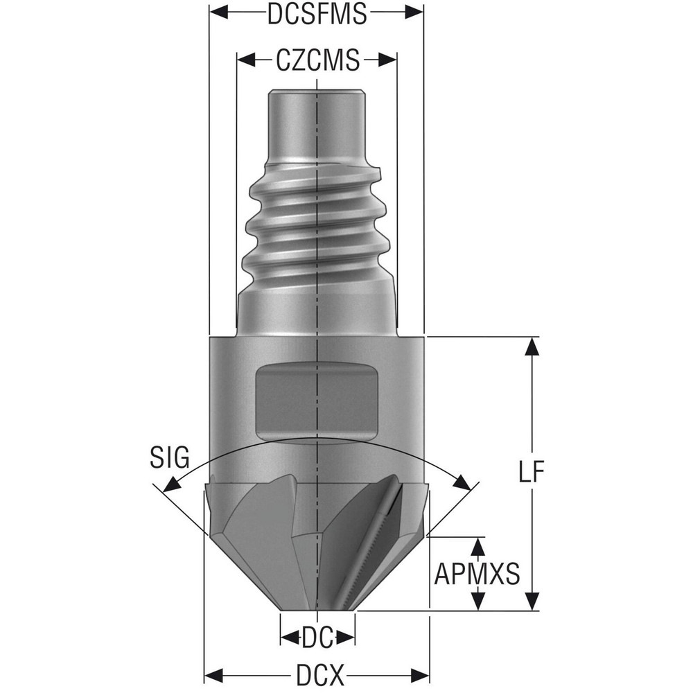 Seco - Chamfer Milling Tip Insert: XS5061-E10100N1SZ6T45, Solid Carbide ...